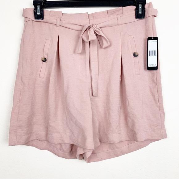 Soho Apparel | Shorts | Soho Apparel Rose Mauve Satin High Rise Belted ...